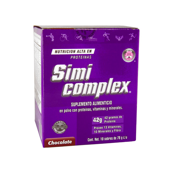 SIMICOMPLEX PROTEINAS / VITAMINAS / MINERALES SABOR CHOCOLATE POLVO 10 ...