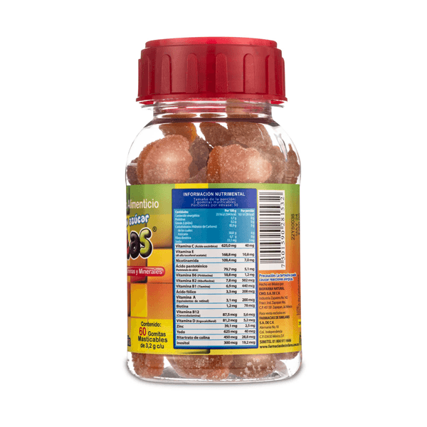 GOMITAS VITAMINAS Y MINERALES SABOR LIMON / NARANJA / PIÑA ...