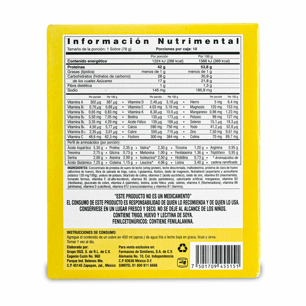 SIMICOMPLEX PROTEINAS / VITAMINAS / MINERALES SABOR VAINILLA POLVO PARA ...