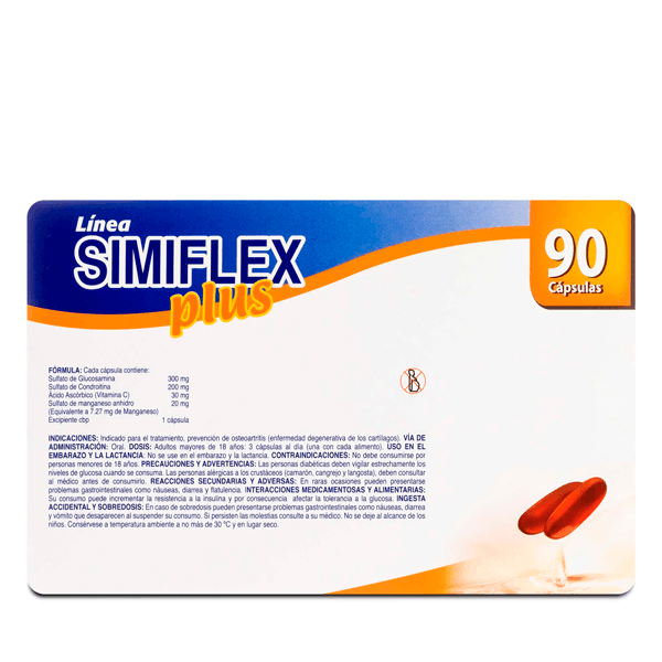 SIMIFLEX PLUS GLUCOSAMINA / CONDROITINA / VITAMINA C / MANGANESO 90 ...
