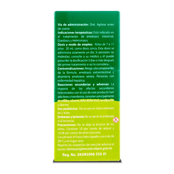 QUINFAMIDA / ALBENDAZOL 200/400MG JUNIOR SUSPENSION 20 ML 1 PIEZA ...