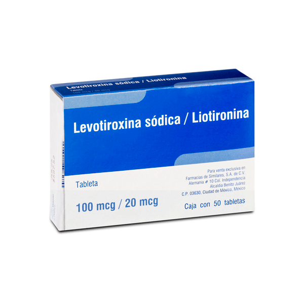 LEVOTIROXINA SODICA / LIOTIRONINA 100/20MCG 50 TABLETAS - Farmacias ...
