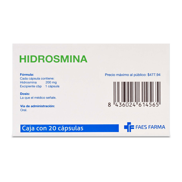 HIDROSMINA 200 MG 20 CAPSULAS - Farmacias Similares® | Tienda online