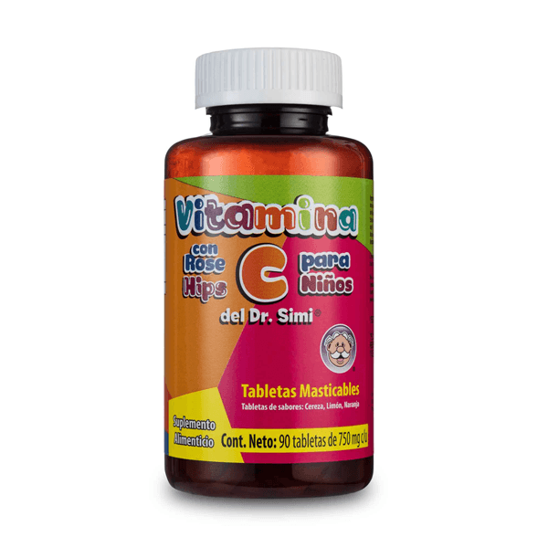 VITAMINA C / ROSE HIPS / DEL DR SIMI PARA NIÑOS 90 TABLETAS MASTICABLES ...