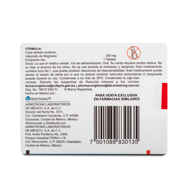 VALPROATO DE MAGNESIO 40 TABLETAS LIBERACION RETARDADA - Farmacias ...