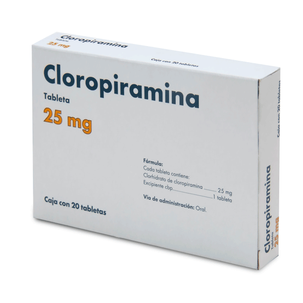 CLOROPIRAMINA 25 MG 20 TABLETAS - Farmacias Similares® | Tienda online