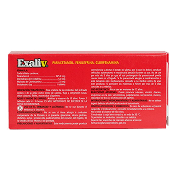 CLORFENAMINA / FENILEFRINA / PARACETAMOL 24 TABLETAS - Farmacias ...