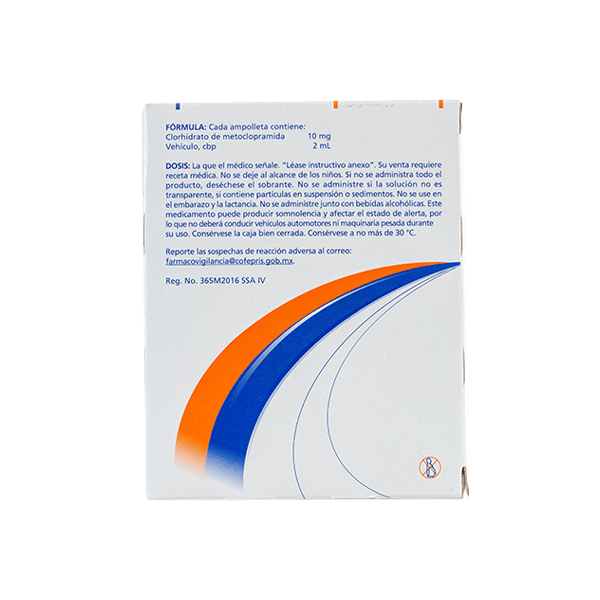 METOCLOPRAMIDA 10 MG SOLUCION INYECTABLE 6 AMPOLLETAS - Farmacias ...