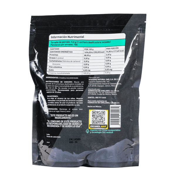 CREATINA 5GR POLVO 500GR XGEAR - Farmacias Similares® | Tienda online