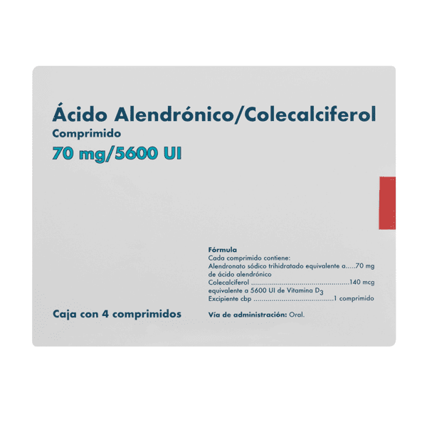 ALENDRONATO/COLECALCIFEROL VITAMINA D3 70MG/5 600UI 4 COMPRIMIDOS ...