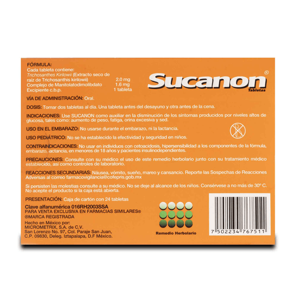 SUCANON 24 TABLETAS - Farmacias Similares® | Tienda online