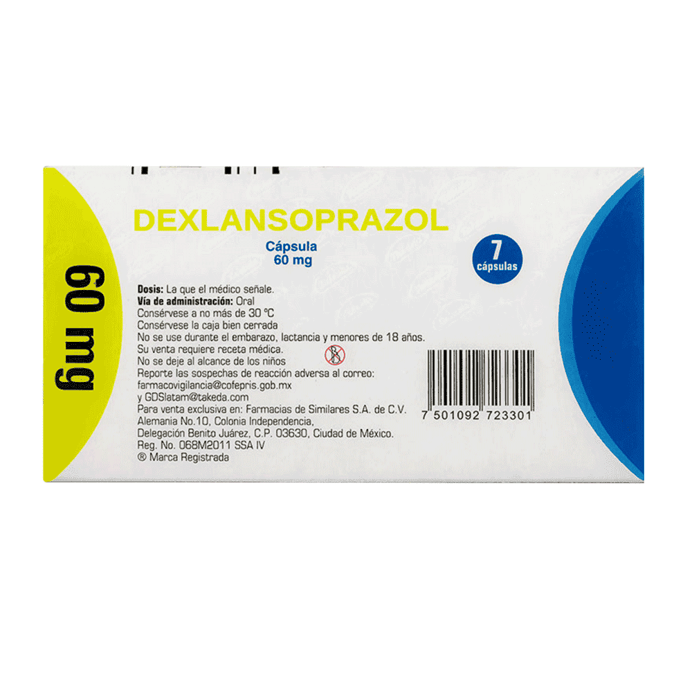 DEXLANSOPRAZOL 60MG 7 CAPSULAS LIBERACION RETARDADA TAKEDA - Farmacias ...