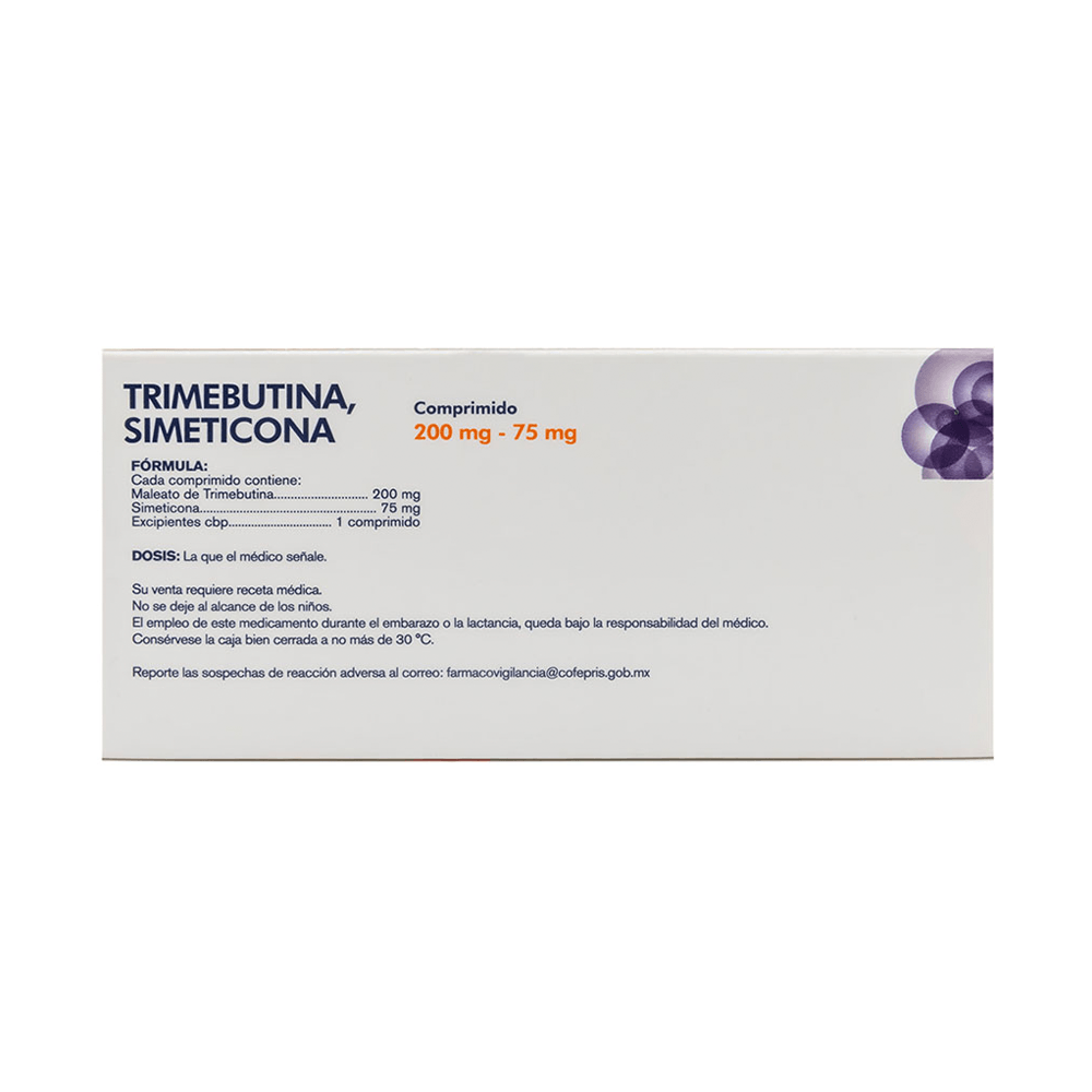 TRIMEBUTINA/SIMETICONA 200/75 MG 24 COMPRIMIDOS - Farmacias Similares ...