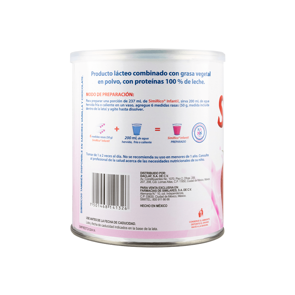SIMIRICO INFANTIL POLVO SABOR FRESA 400 GR 1 PIEZA - Farmacias ...