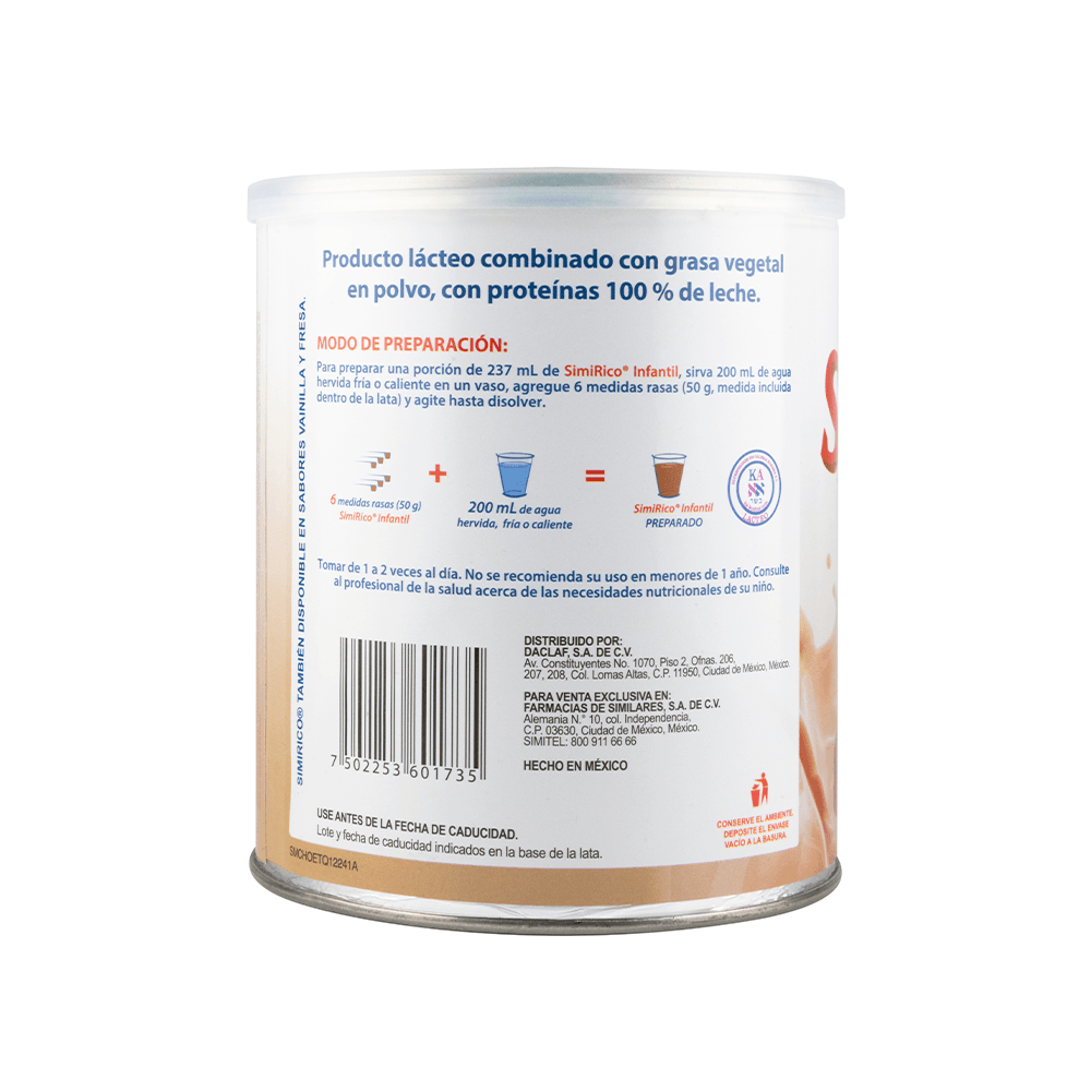 DIETA POLIMERICA INFANTIL POLVO SIMIRICO SABOR CHOCOLATE 400 GR 1 PIEZA ...