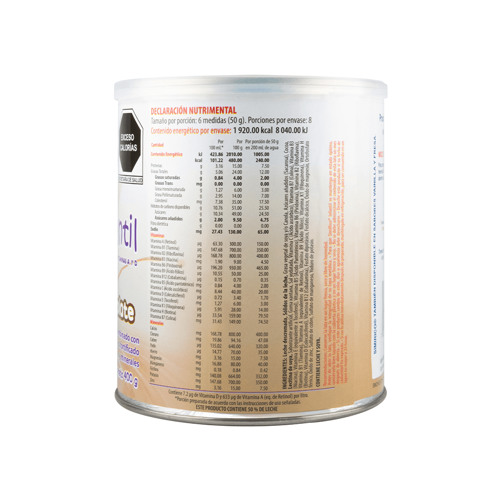 DIETA POLIMERICA INFANTIL POLVO SIMIRICO SABOR CHOCOLATE 400 GR 1 PIEZA ...