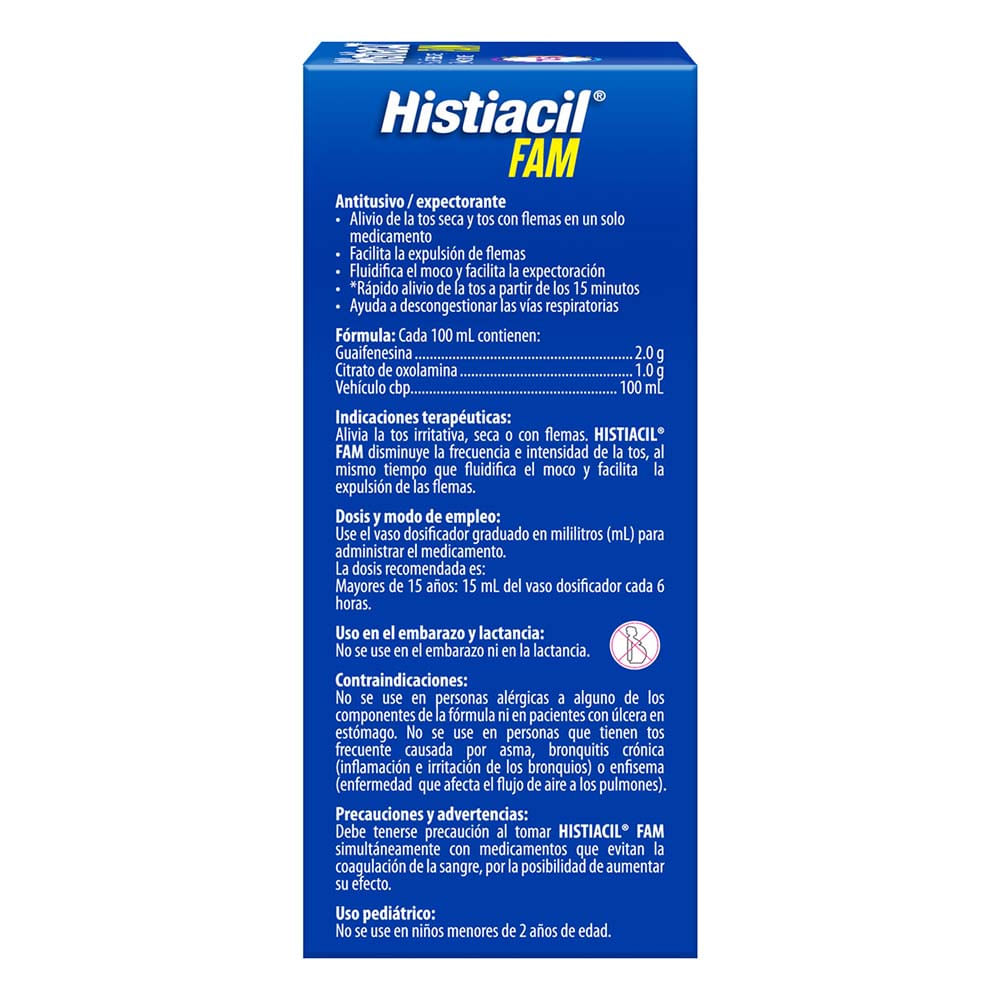 HISTIACIL FAM JARABE PARA LA TOS SECA Y CON FLEMAS EN ADULTOS FRESA 140 ...