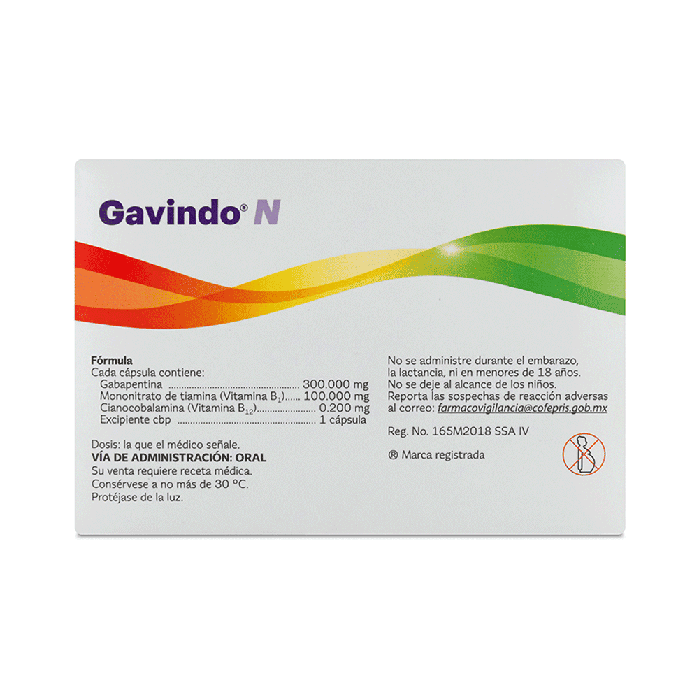 GABAPENTINA/VITAMINAB1/VITAMINAB12 30CAPSULAS GAVINDO N - Farmacias ...