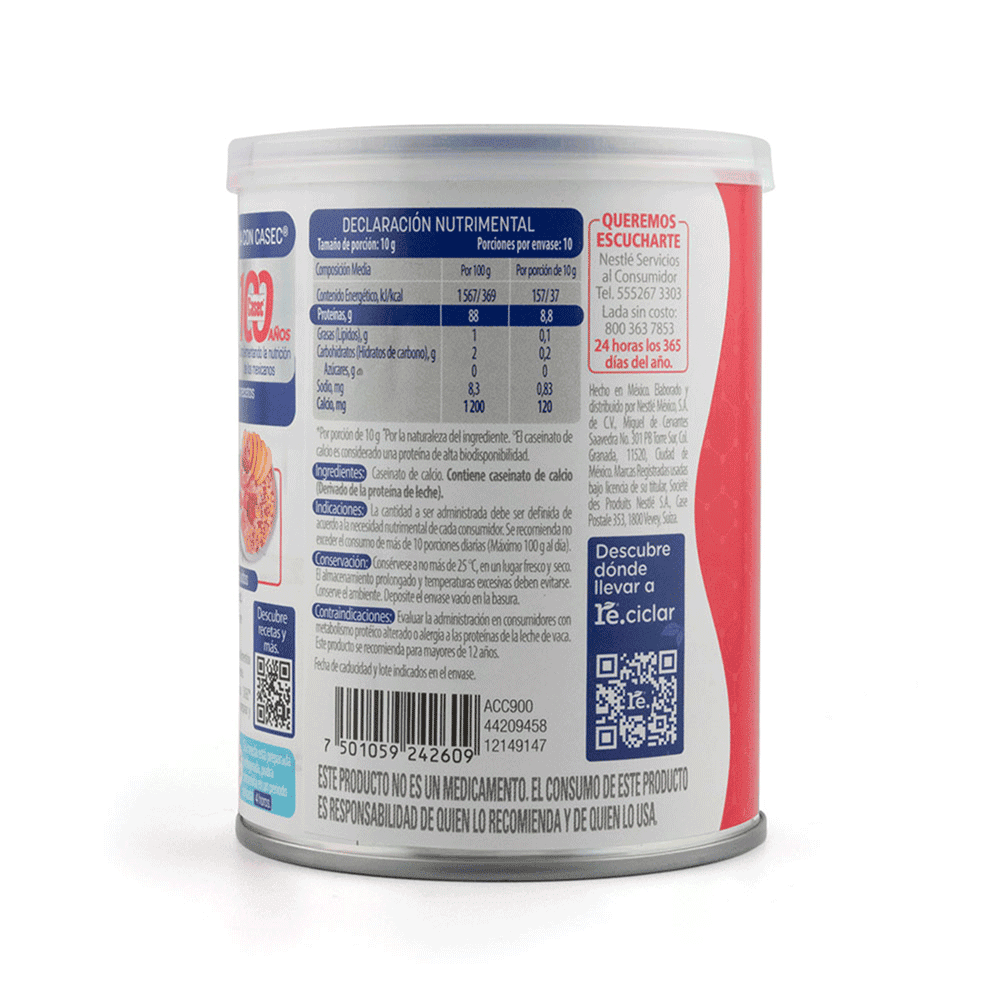 CASEINATO CALCIO 8.8GR POLVO 100GR CASEC - Farmacias Similares ...